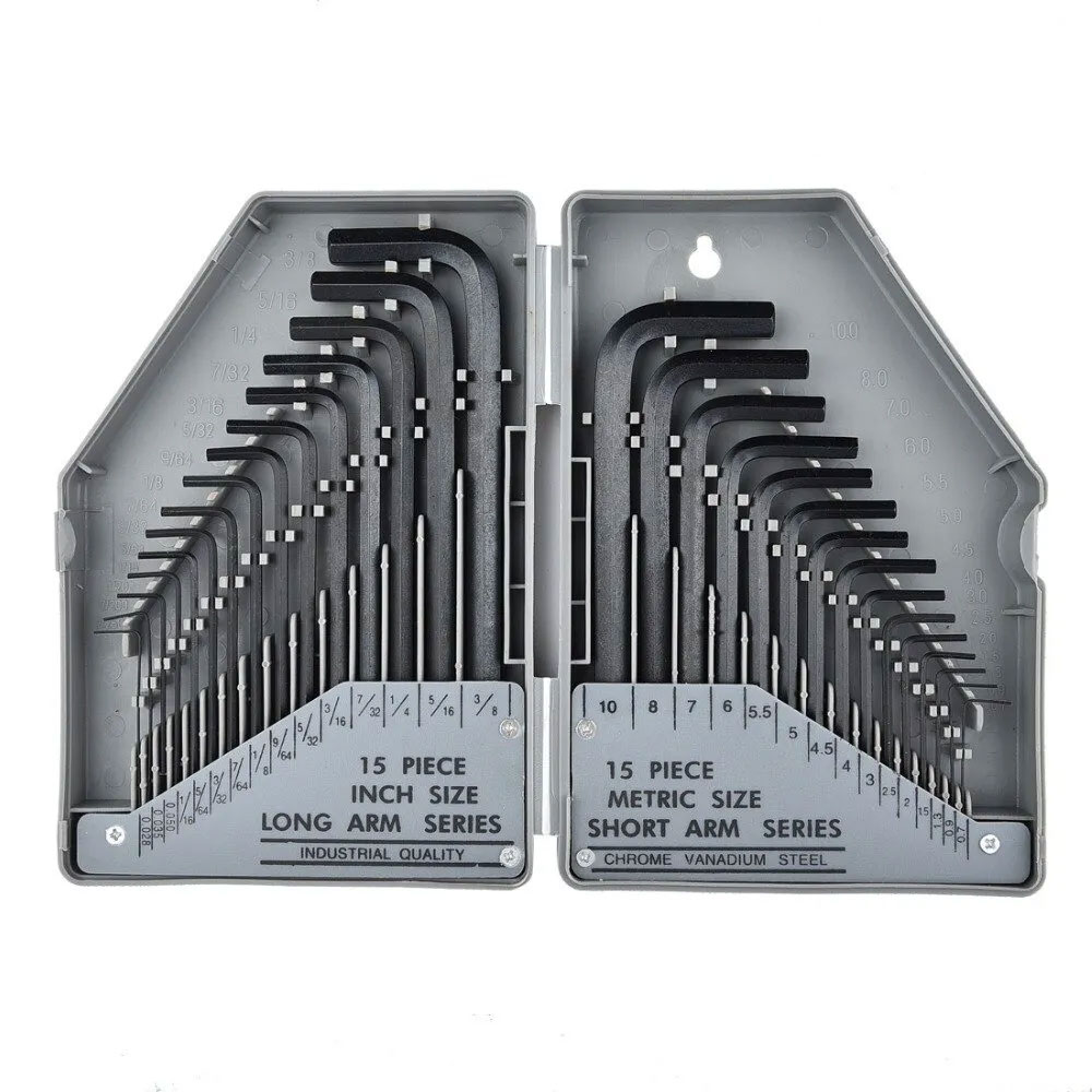 Chave Allen Kit 30 Pçs Completo Milímetros Polegada Aço Cr-V | Shopee ...