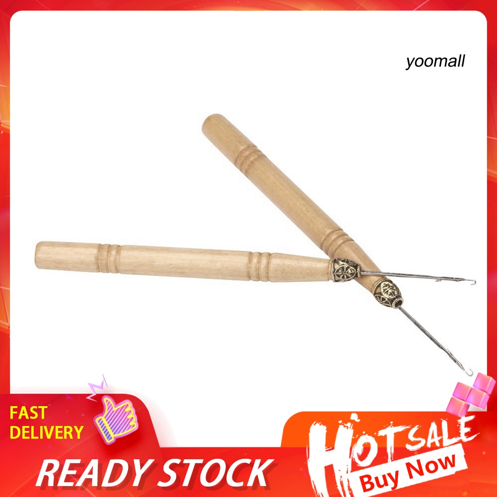 Punho De Madeira Agulha De Crochê Peruca Extensão De Cabelo Threader ...