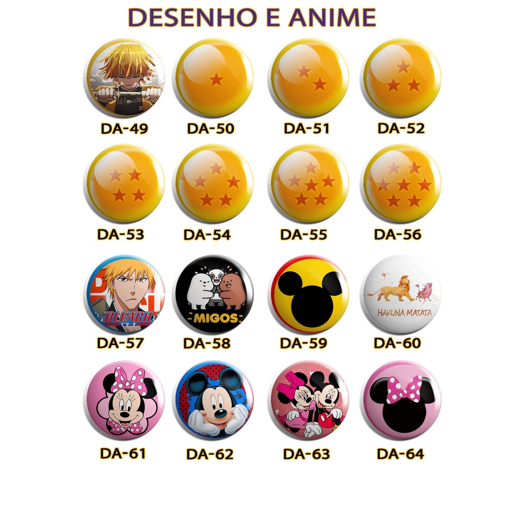 Bottons kit NARUTO CLASSICO E SHIPPUDEN Botons 3,5 cm botton sasuke ...