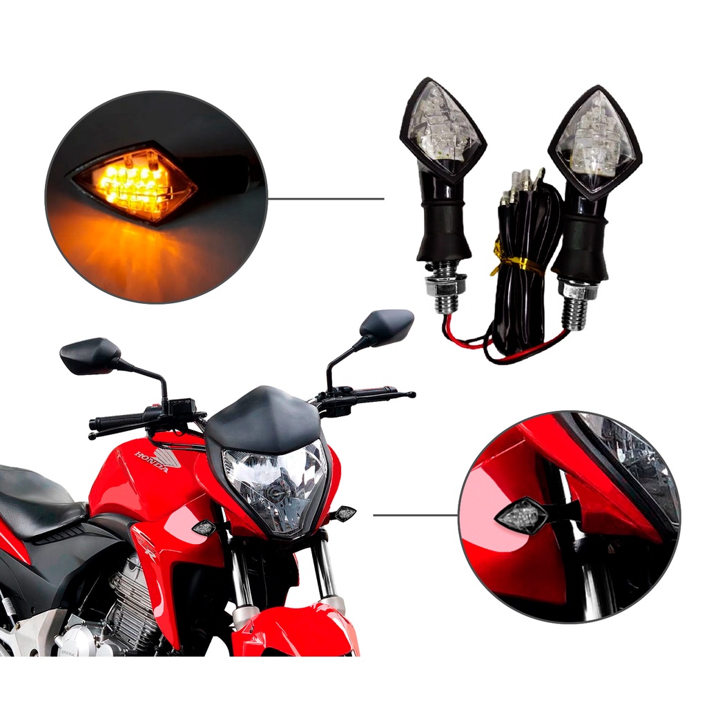 Mini Pisca Motos Intruder 125 Ybr Bros 160 Seta Universal | Shopee Brasil