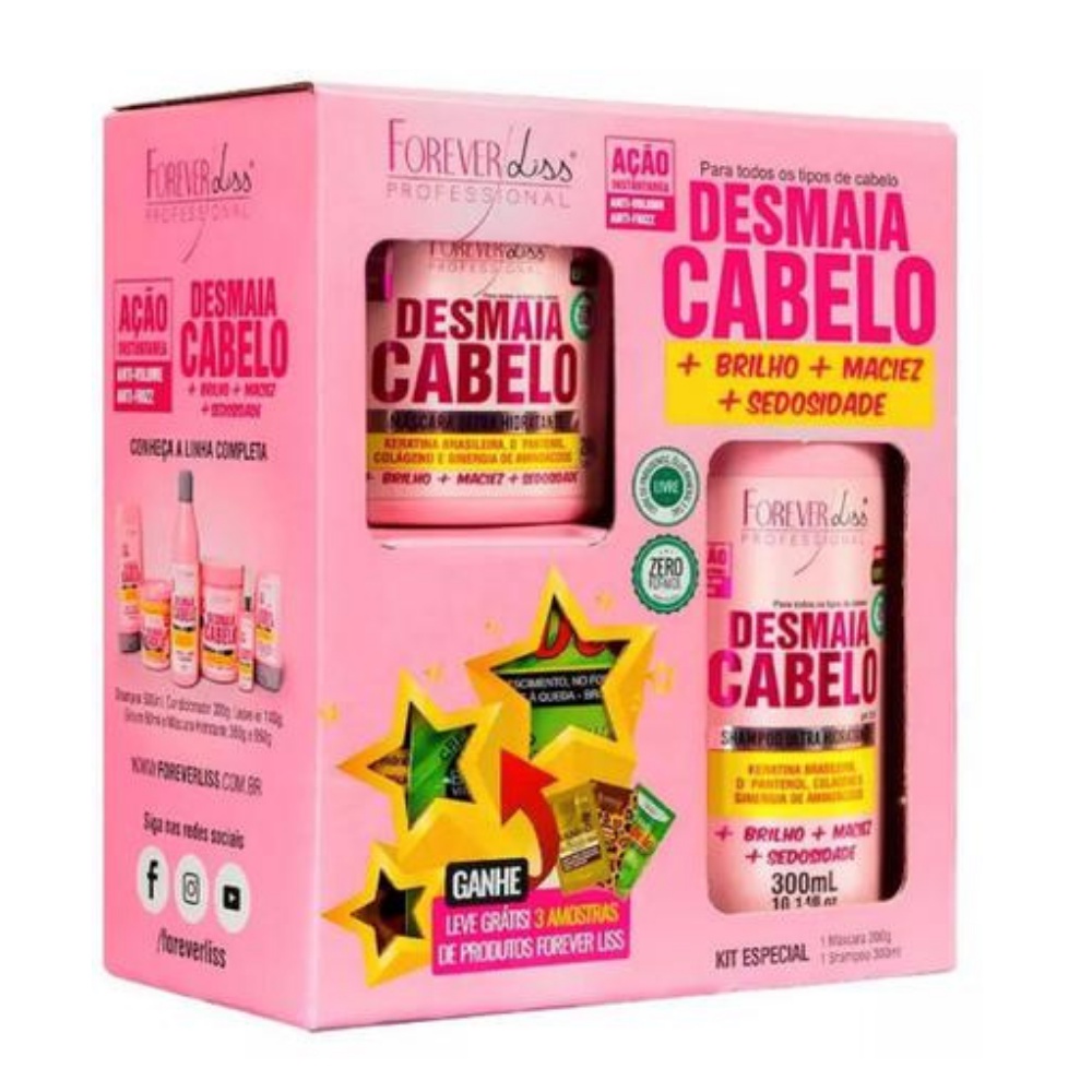 Kit Desmaia Cabelo Forever Liss( Sham. 300ml e Másc. 200g) | Shopee Brasil