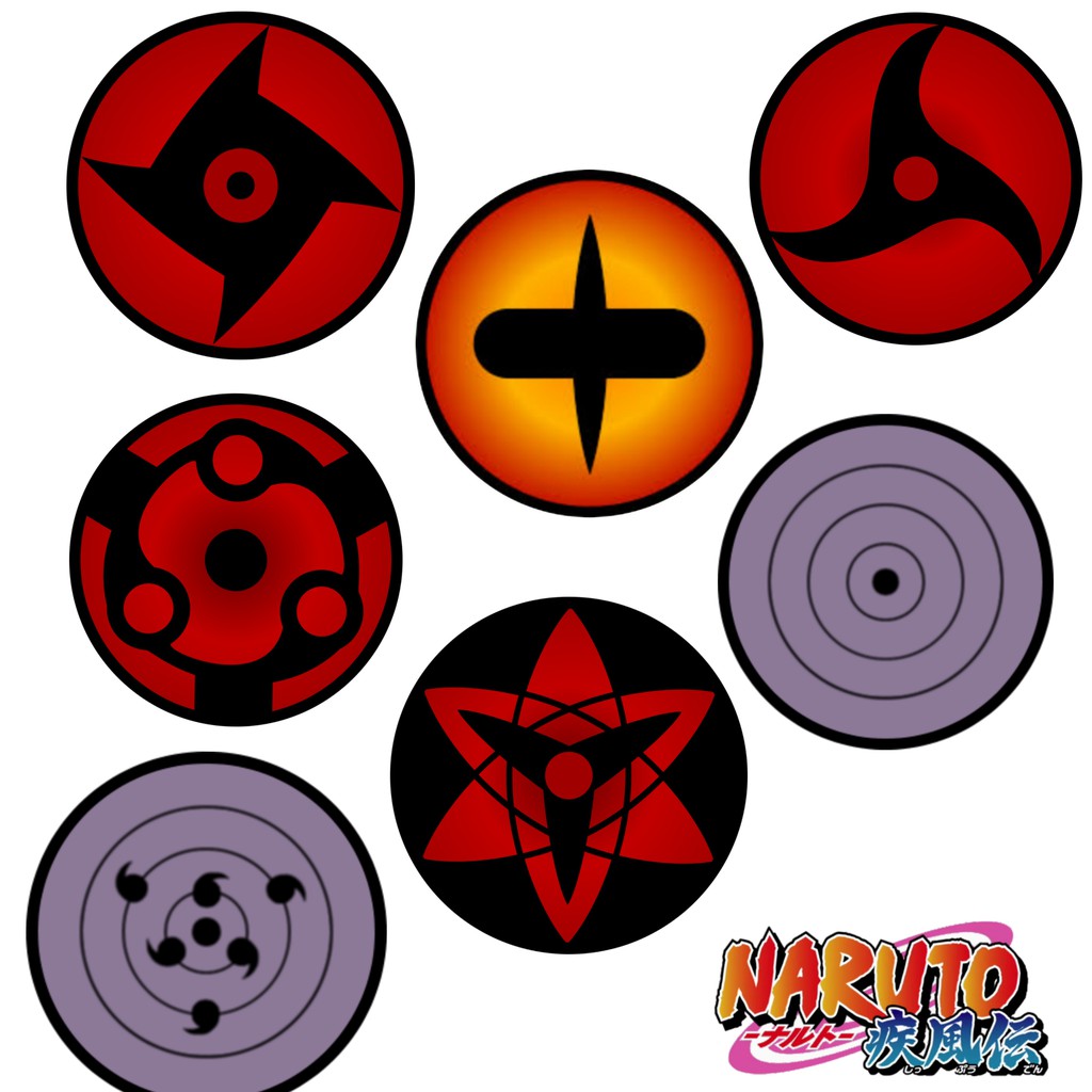 Kit 7 bottons Naruto Shippuden anime olhos Rinnegan Sharingan Modo ...