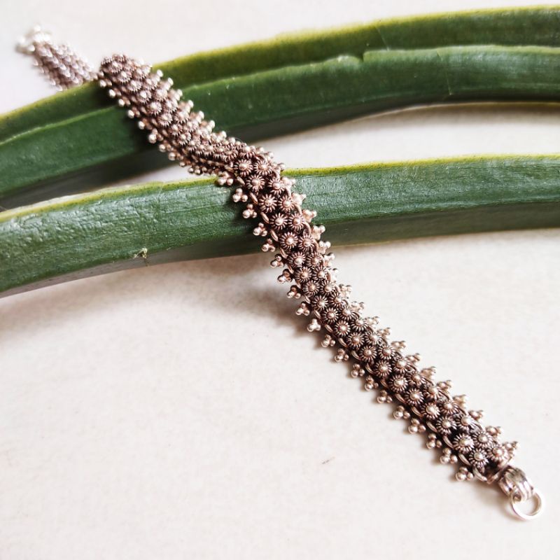 Prata 925 - Pulseira indiana larga grossa tipo corda trama trança ...