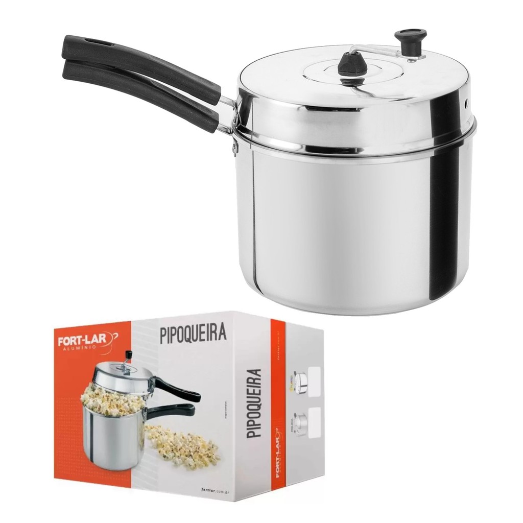 Pipoqueira De Alumínio Polida 4,2 Litros Grande Panela Fort Lar 4017 ...