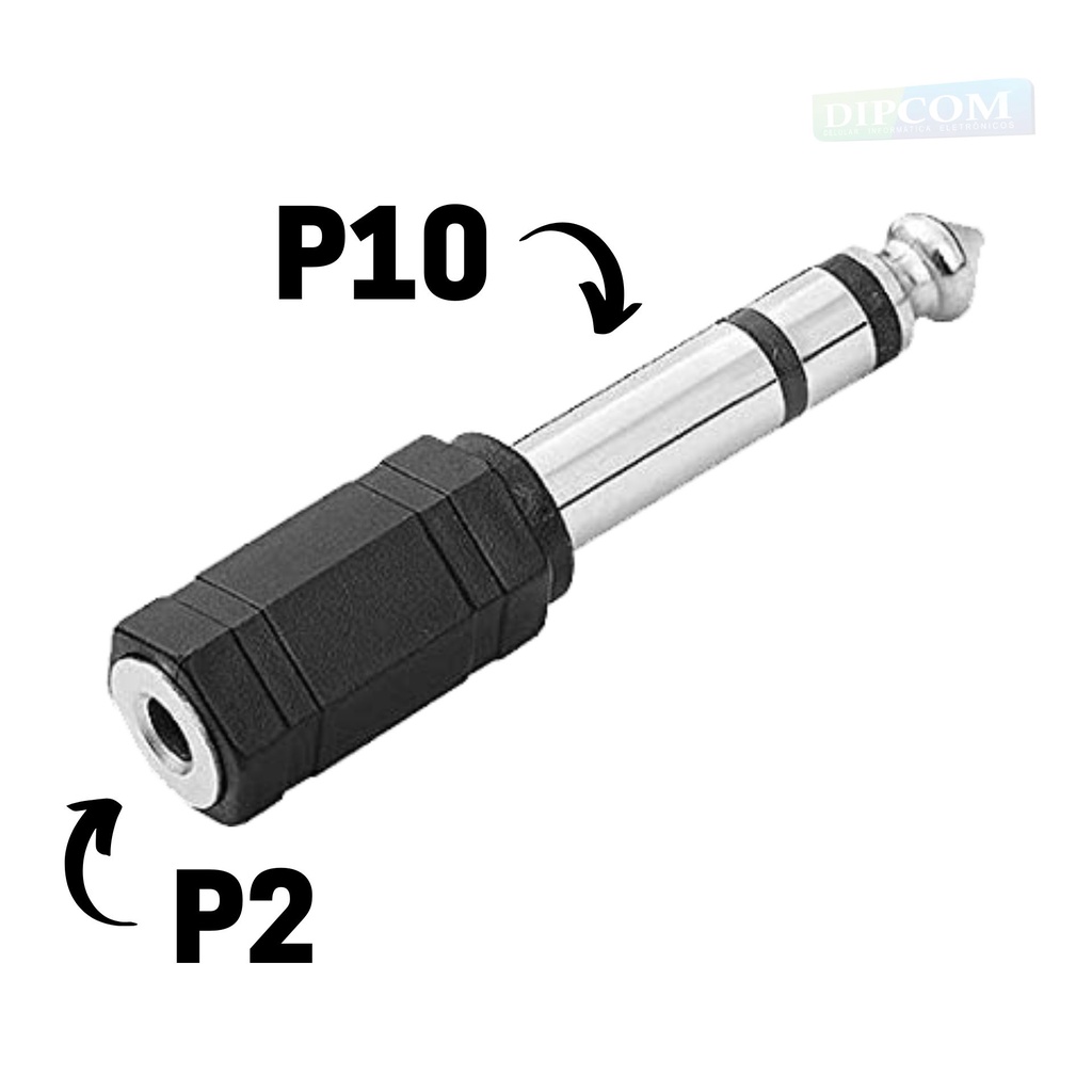 Adaptador P2 x P10 [P2 Fêmea x P10 Macho] | Shopee Brasil