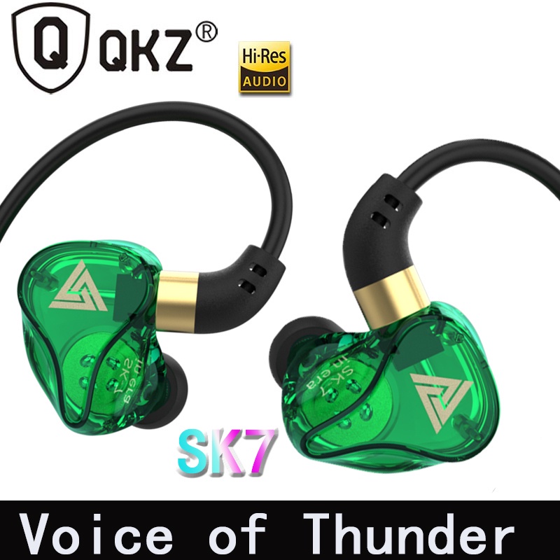 Fone De Ouvido Original QKZ SK7 Com Fio Dual Driver Sport HD In-Ear Monitor Earbuds 3.5mm AUX ...