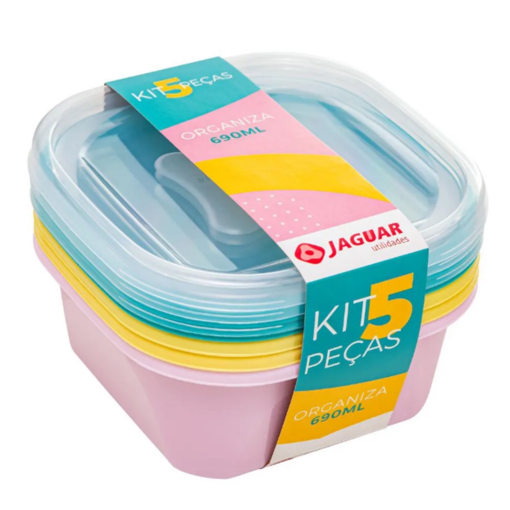 Kit Conjunto 5 Potes Plástico Vasilha Pote Tupperware Tapuer Tapouer ...