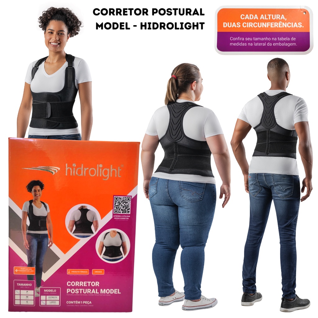 Colete Corretor Postural Model - Corrige Postura Lombar Torácica - C ...