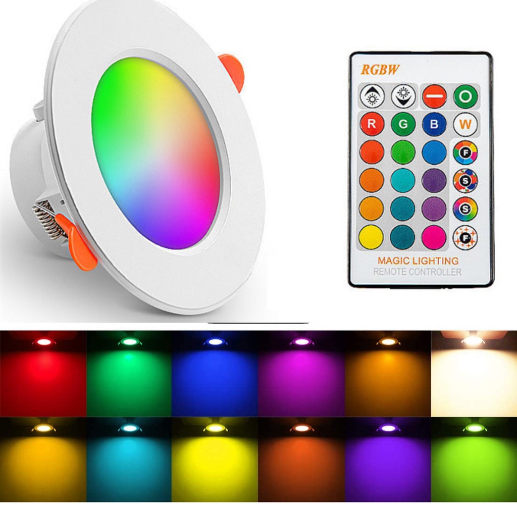 Spot De Embutir Led Rgb + Branco 15w Com Controle Redondo - Escorrega o ...