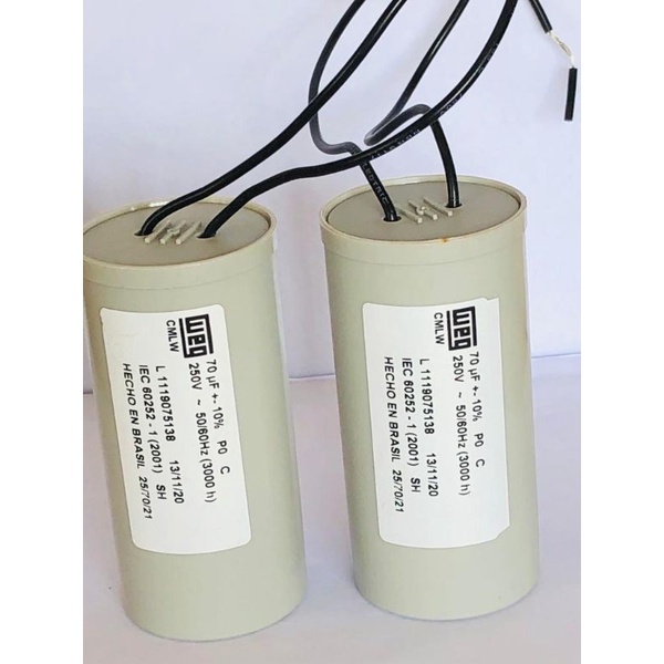 Capacitor Permanente 70uf 250v kit c/ 2 unidades | Shopee Brasil