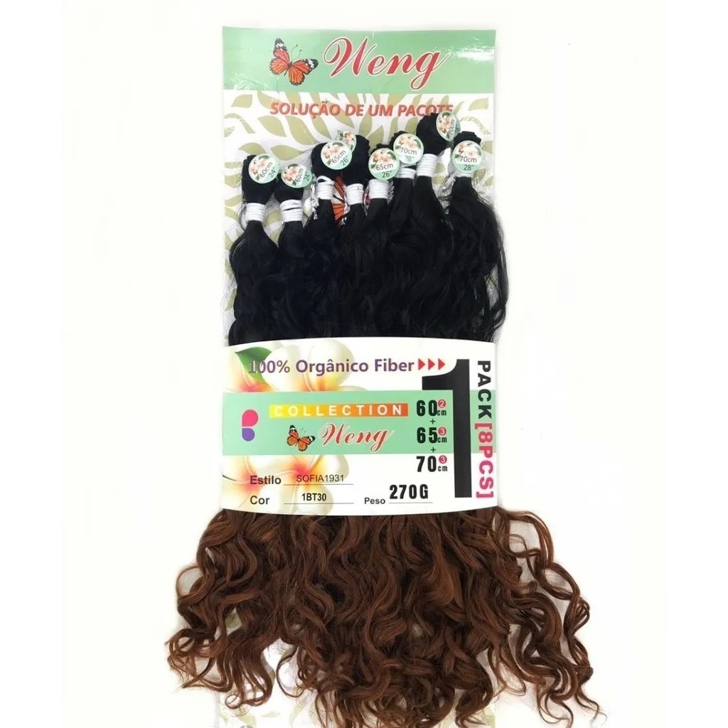 Cabelo Orgânico Cacheado/Ondulado Sofia Weng 270gr 8 telas 70cm ...