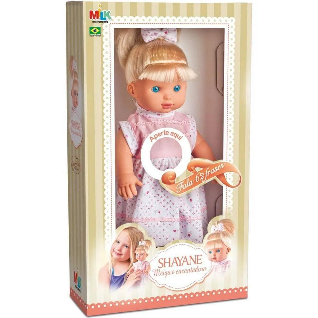 Boneca Shayane Fala 62 Frases Menina - Milk Brinquedos | Shopee Brasil