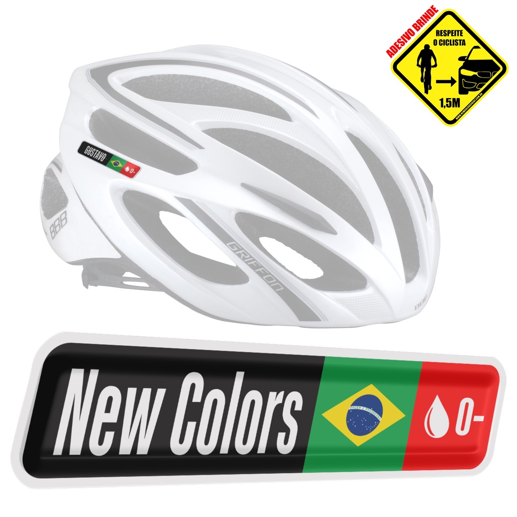 Adesivo Resinado Nome Tipo Sanguíneo para Ciclista Motociclista moto e ...