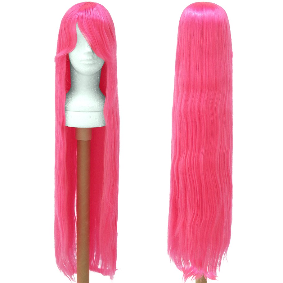 Peruca Cosplay Rosa Neon Vibrante Lisa Longa 100cm - Pronta Entrega ...