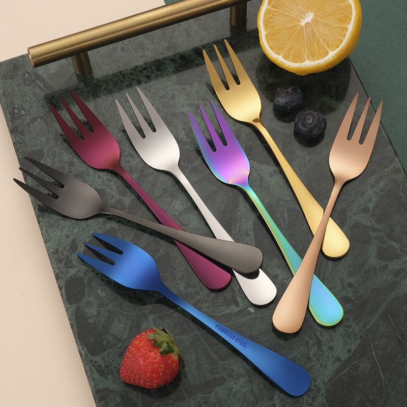 Garfo de frutas em aço inoxidável para bolo Garfo de sobremesa em ...