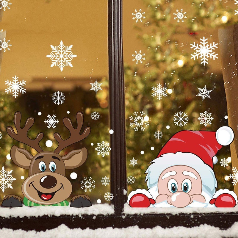 Adesivo De Decoração De Natal Com Dois Lados / Flocos De Neve Branco ...