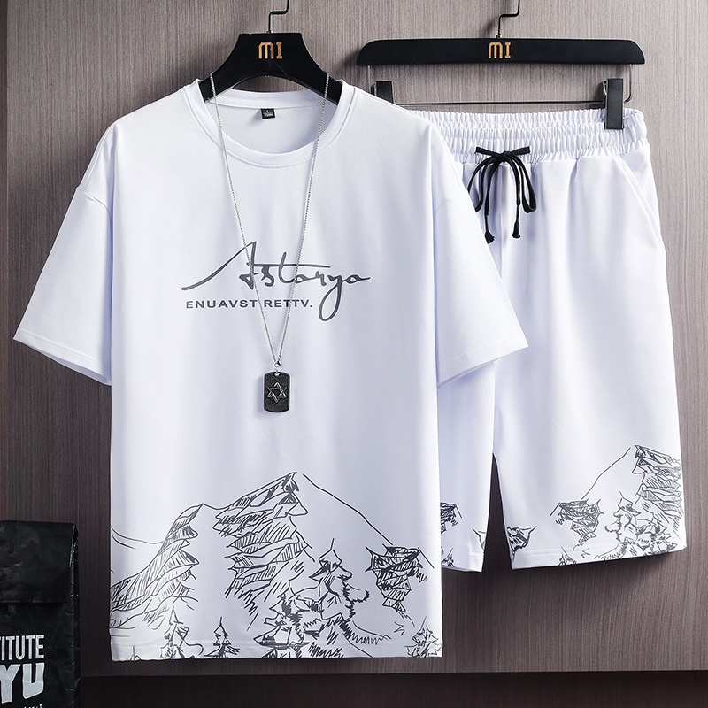 Conjunto Esportivo Moda Masculina S Casual Verão Camiseta De Manga ...