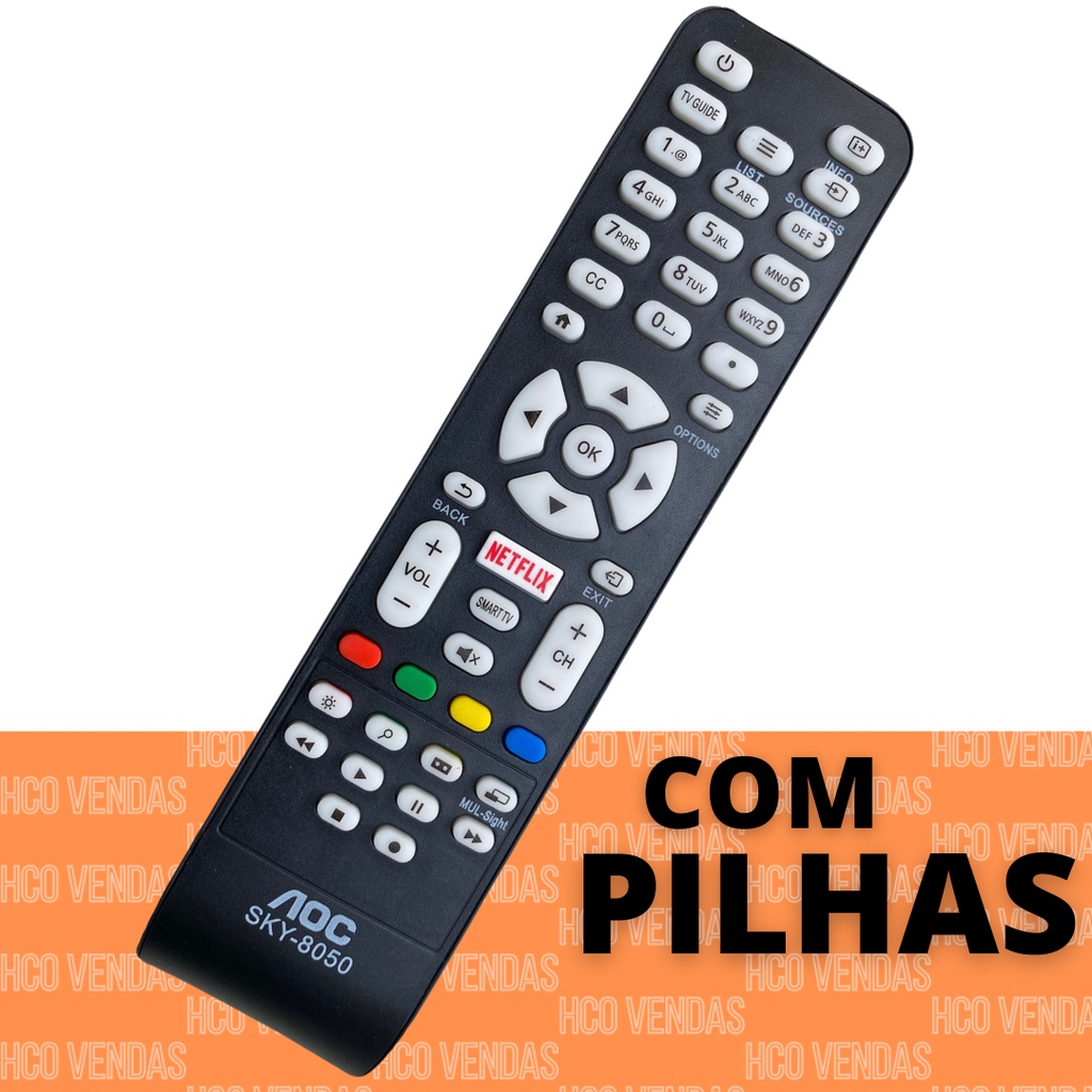 Controle Tv Aoc Netflix Smart Le43u7970 Le50u7970 Le55u7970 | Shopee Brasil