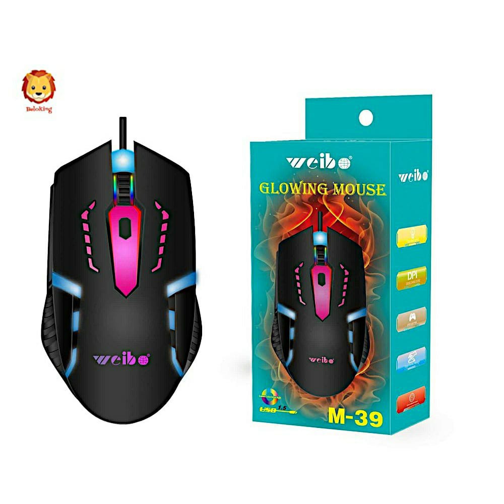 Mouse Com Fio Gamer USB Weibo M-39 - Luzes Semi Profissional | Shopee ...