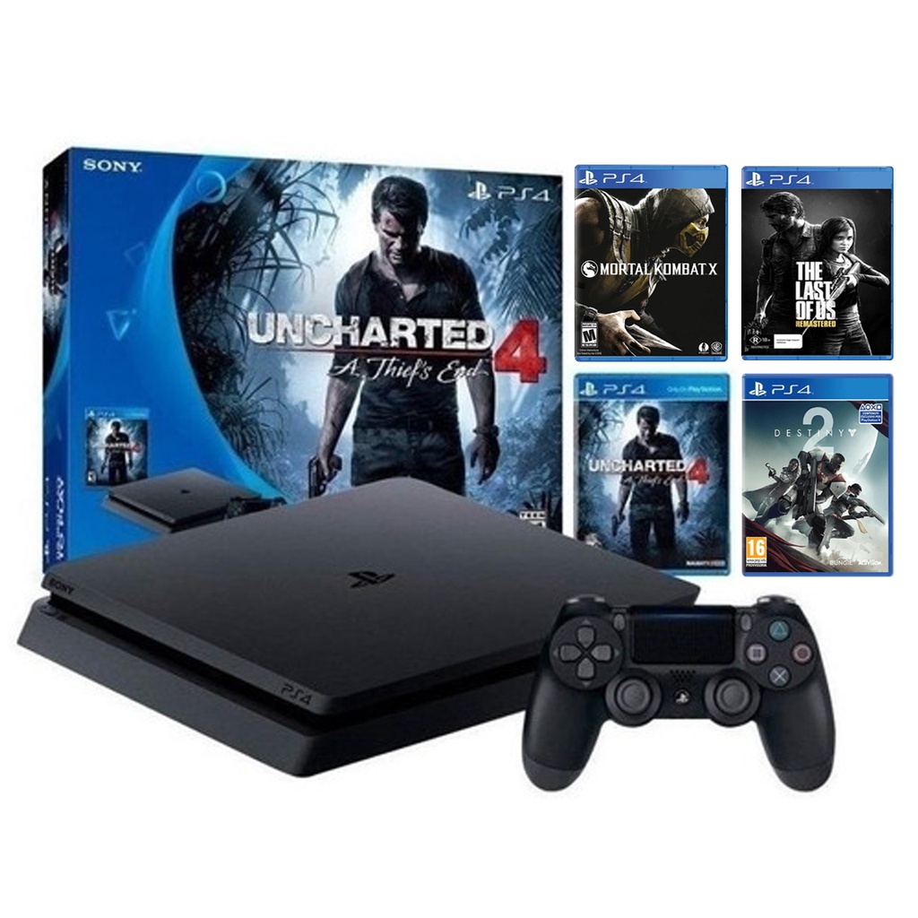 Playstation 4 Uncharted Edition PS4 com Controle sem fio e 4 Jogos ...