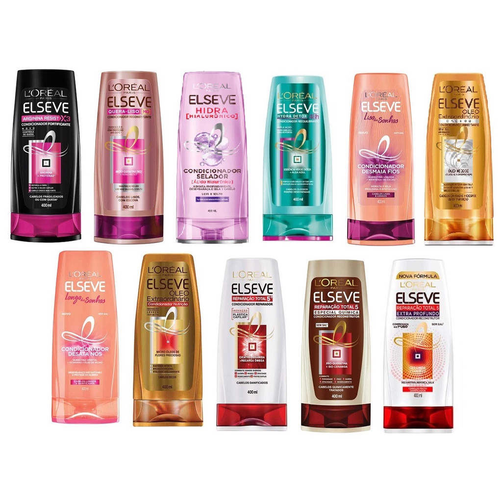 Condicionador Elseve L'Oréal Paris 400ml todos os tipos | Shopee Brasil