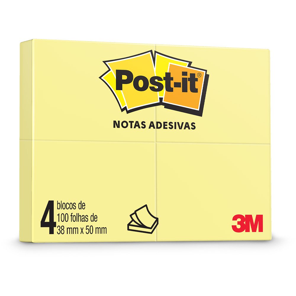 Bloco de Recado Auto Adesivo 38 x 50 mm Com 4 Post-it - 3M | Shopee Brasil