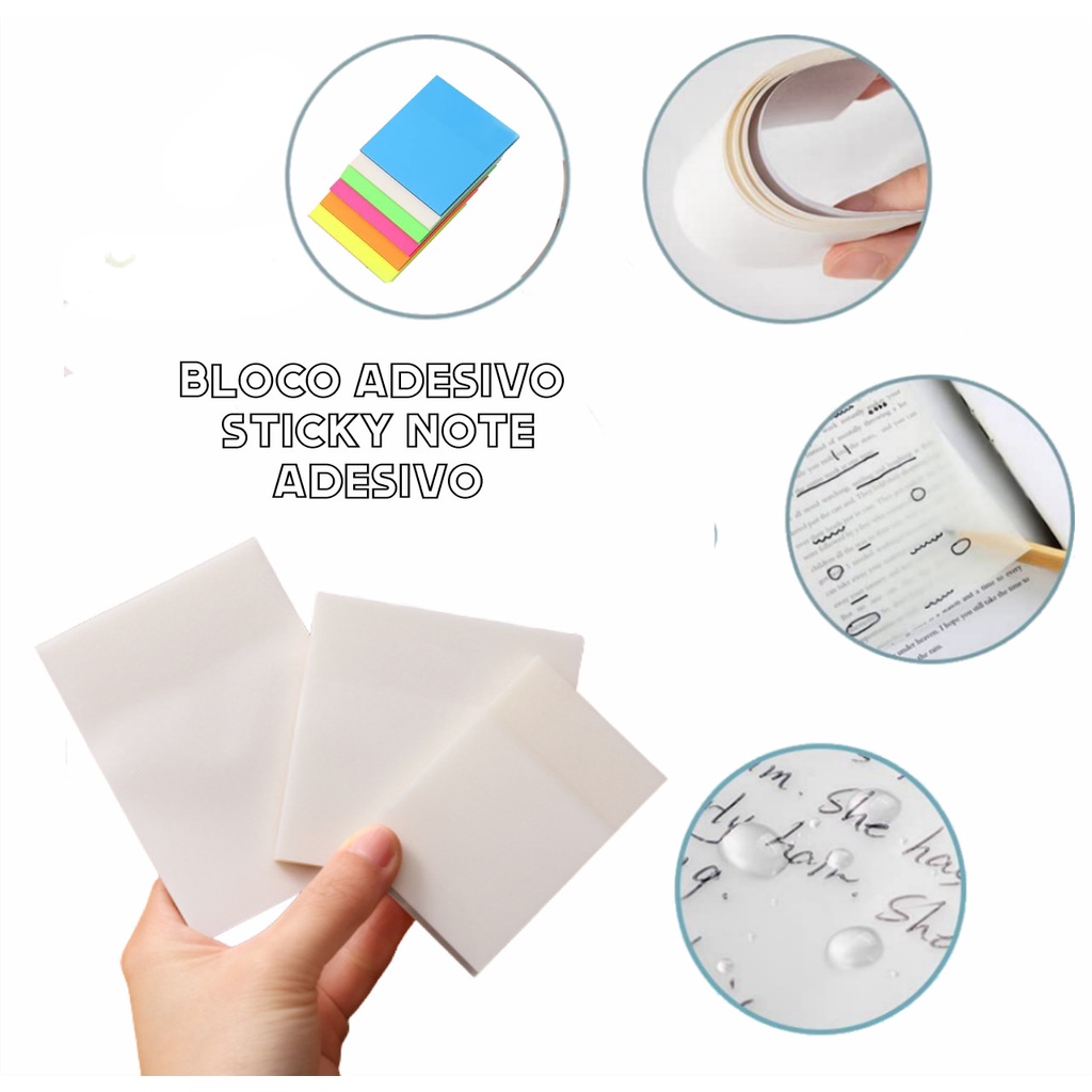 Bloco De Notas Adesivo Sticky Note Transparente - PET - 100 Folhas ...