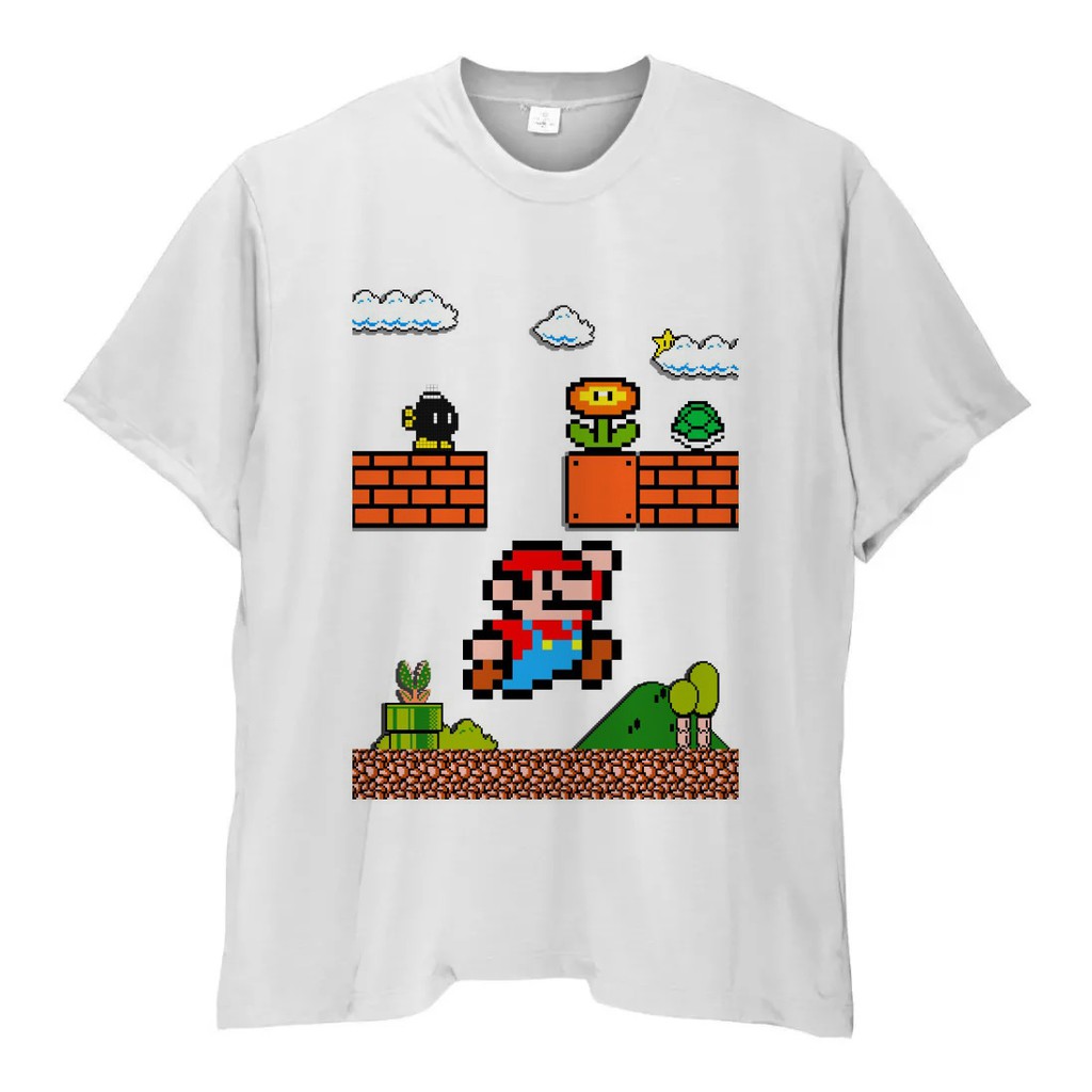 Camiseta Plus Size Mario 8 Bit Retrogame Super Mario Bros Estampa Game ...