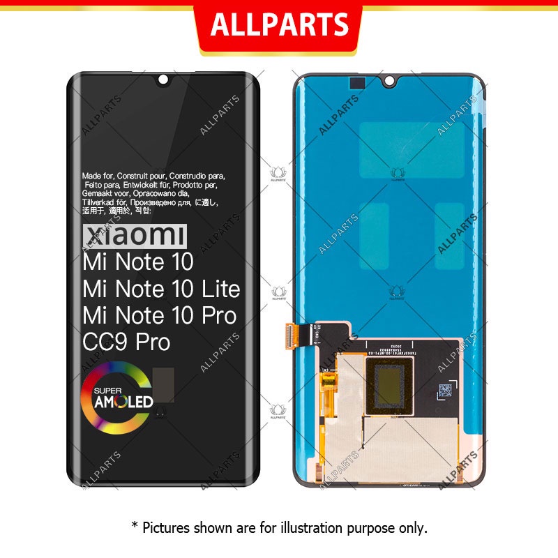 Tela Frontal Display AMOLED com Biometria Para XIAOMI Mi Note 10 Lite Pro Cc9 Original Touch LCD ...