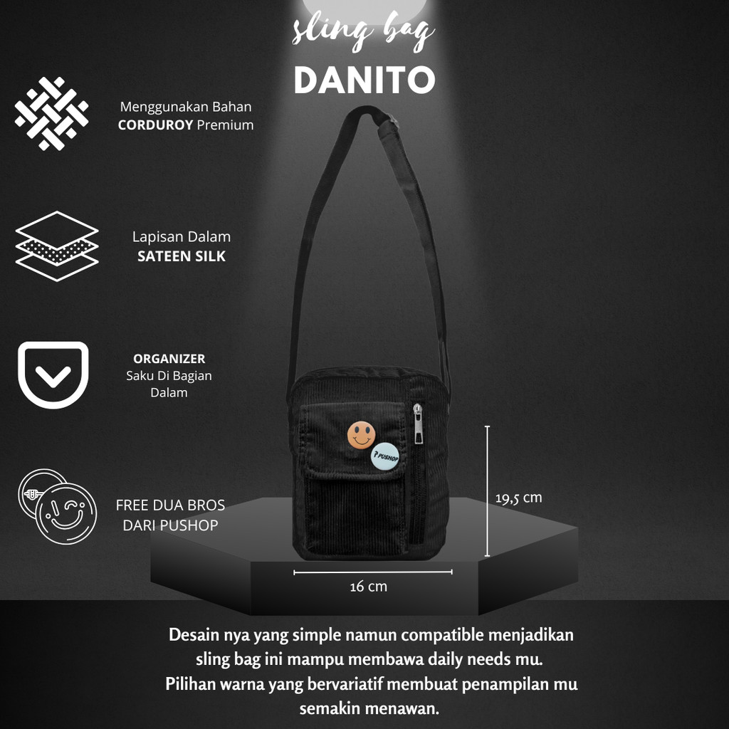Pushop-Slingbag Danito Canvas Corduroy Sling Bag-Unissex (PIN Gratuito ...
