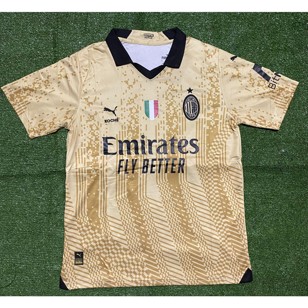 BOLA De JERSEY GO AC MILAN GOLD Goleiro " KOCHE " 2023/2024 | Shopee Brasil