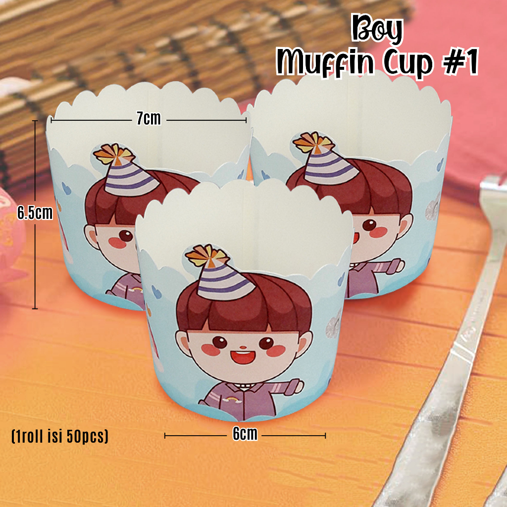 Copo Muffin Boy 2 | 2 (1rolo 50pcs) | Shopee Brasil
