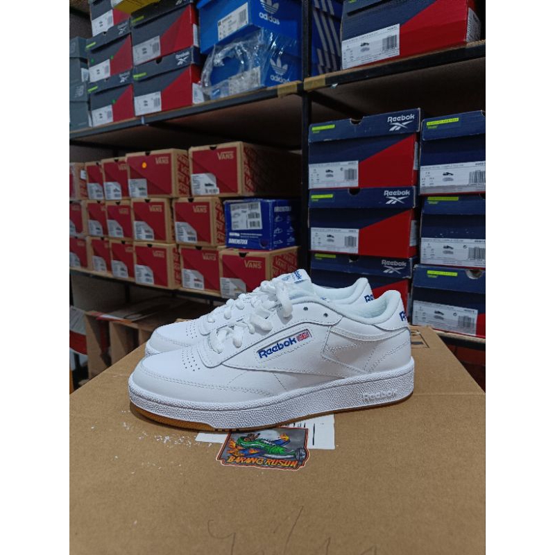 Reebok Classic Club C85 Branco Azul Original Mapa Oficial | Shopee Brasil
