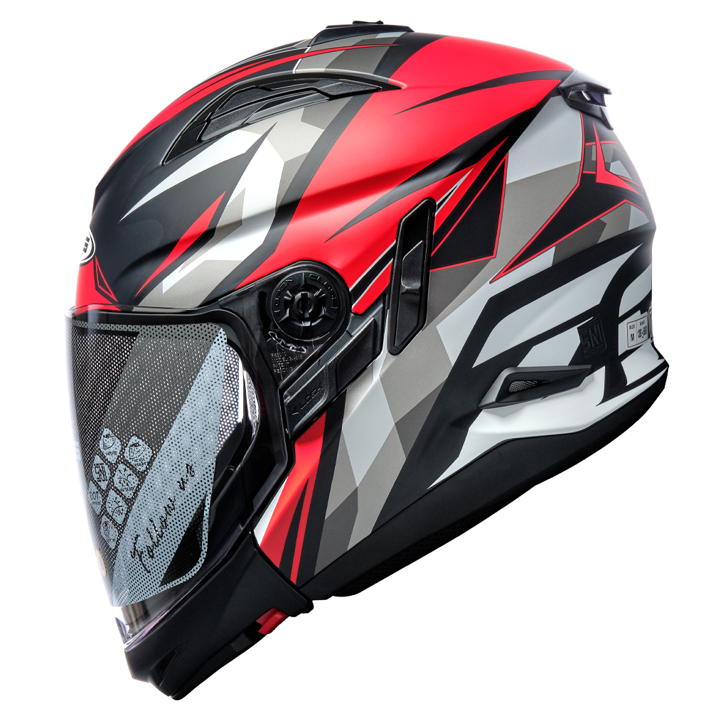 Zeus ZS 613C MBLK AJ15 WHI RED DOFF VISOR MODULAR Duplo (Pode Ser ...