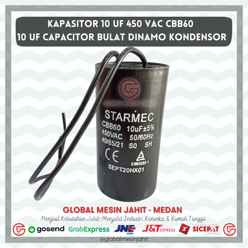 Condensador Capacitor 10UF 450 VAC CBB60 10UF Dynamo Redondo | Shopee ...