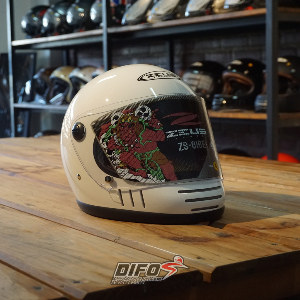 Zeus ZS-816 E VISOR Plano RETRO Capacete De FACE Completo | Shopee Brasil