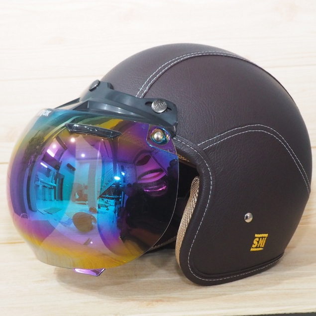 Capacete Clássico BOGO MATERIAL De Couro Sintético Laranja MOTIF SNI ...