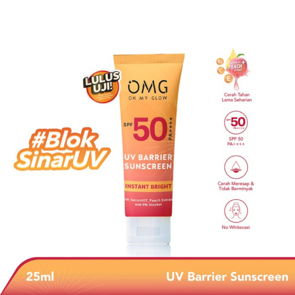 Omg OH MY GLOW Barreira UV Protetor Solar Fps 50 PA + + 25ml | Shopee ...