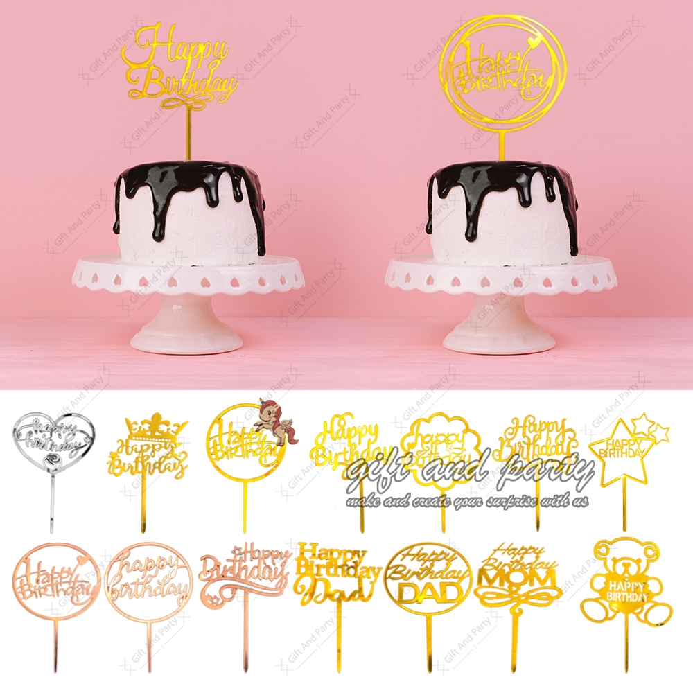 Topo De Bolo Acrílico Dourado/Topper HBD | Shopee Brasil