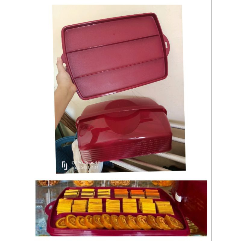 Tupperware Taker Rectangular Maroon Jumbo | Shopee Brasil