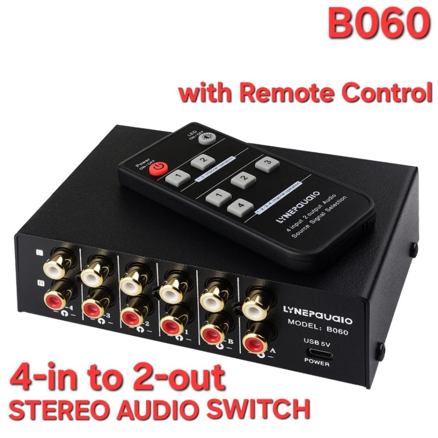 Linep B060 Chave De Áudio 4 Em 2 Saídas Com Controle Remoto RCA | Shopee Brasil