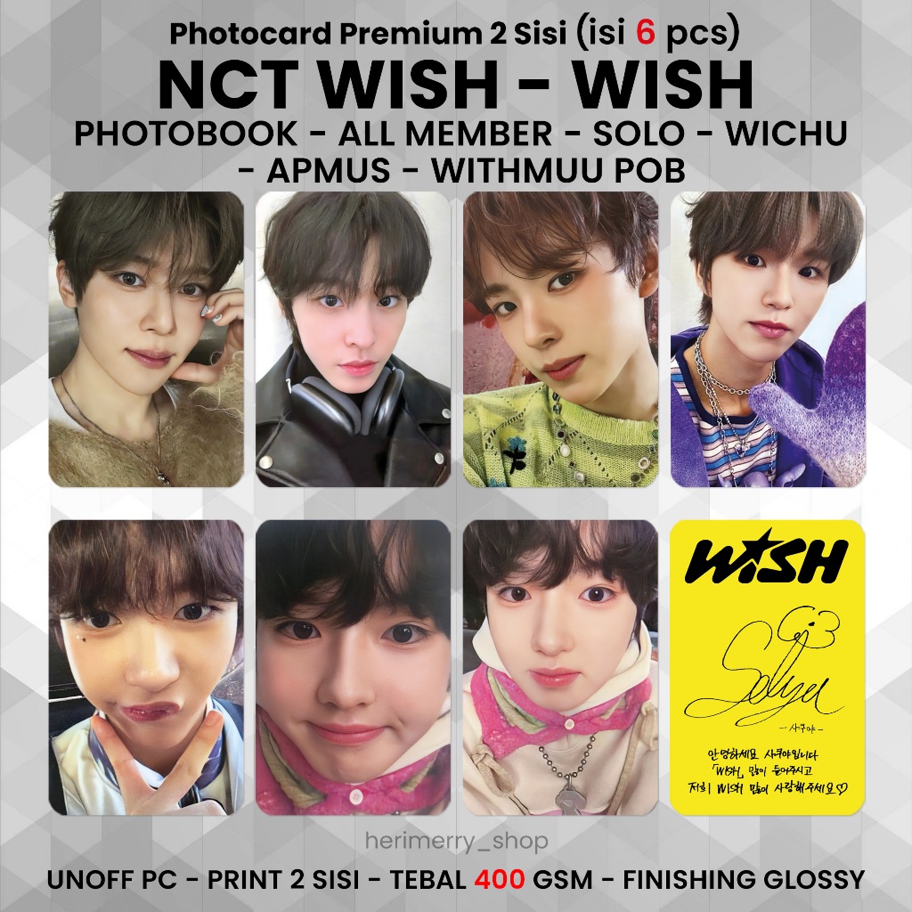 (Contém 6 PCS) NCT WISH Photocard-Premium PC 2 Lados Kpop Card Merch Não Oficial | Shopee Brasil