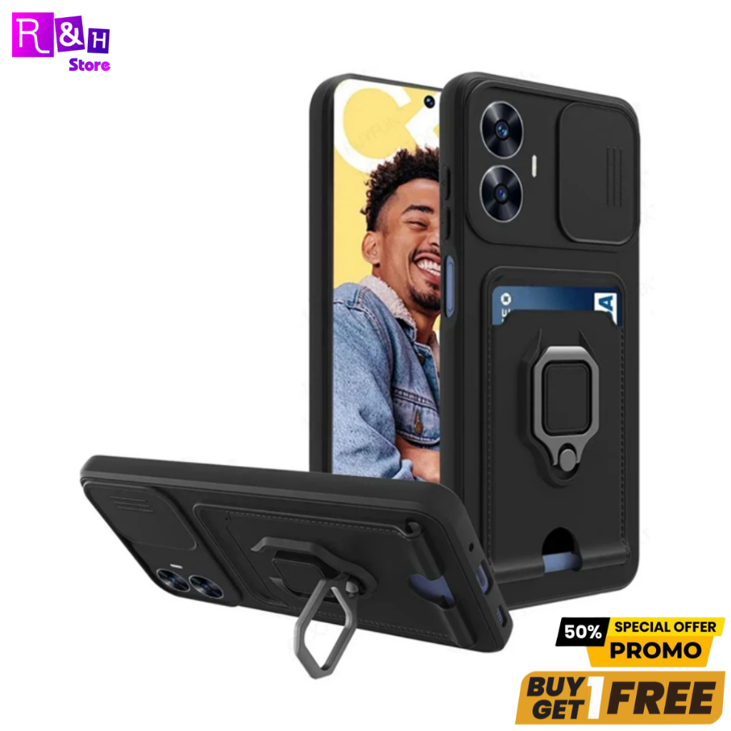 Capa Realme C61 C63 C65 C67 C75 C75X Câmera Deslizante Com Slot Para ...