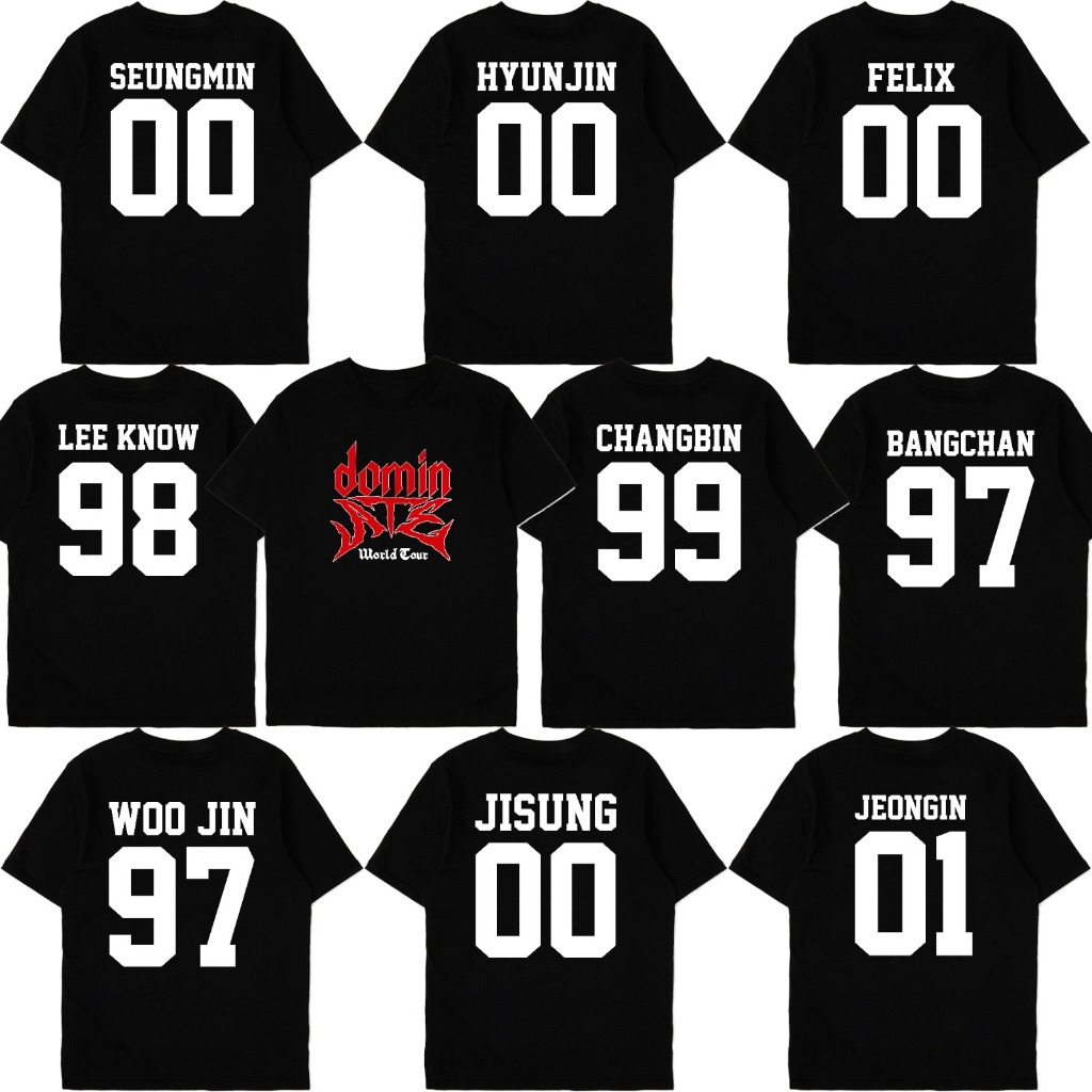 Kpop straykids Domin atz world tour Camiseta De Manga Curta Solicitar ...