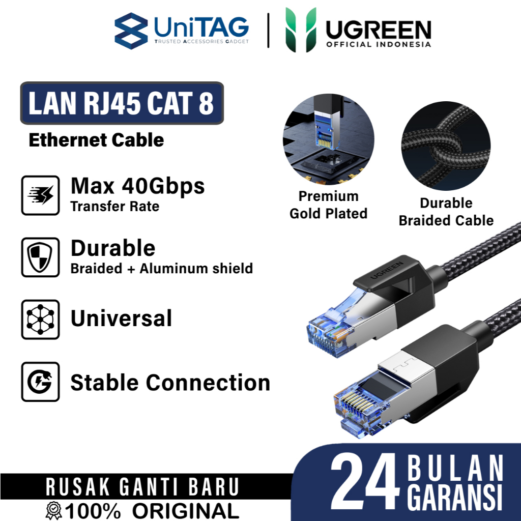 Cabo LAN WIFI RJ45 CAT 8 UGREEN Ethernet/Internet 25 Gbps 2000 MHz UTP ...