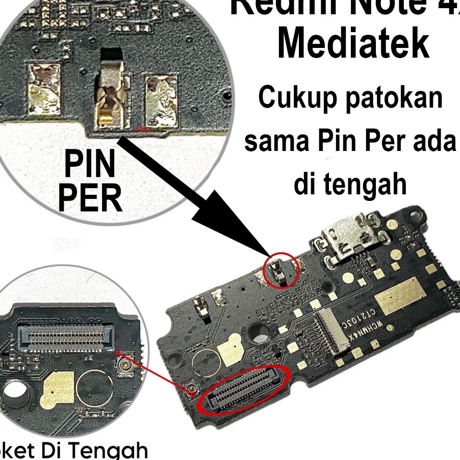 Início Do Ano Redmi Note 4X CPU mediatek Mic Connector Board Com Soquete Estreito E Molas De ...