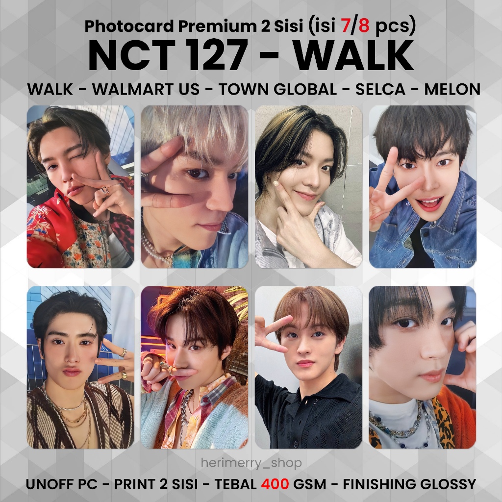 (Contentes 7 PCS) NCT127 WALK Photocard-2 Face PC KPOP Premium Merch ...