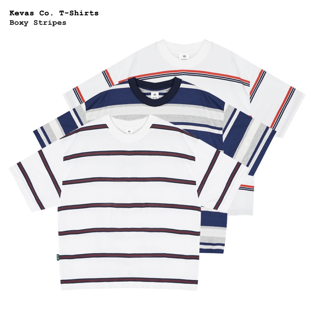 Camiseta Kevas Boxy Stripes (Algodão Relaxante) | Shopee Brasil