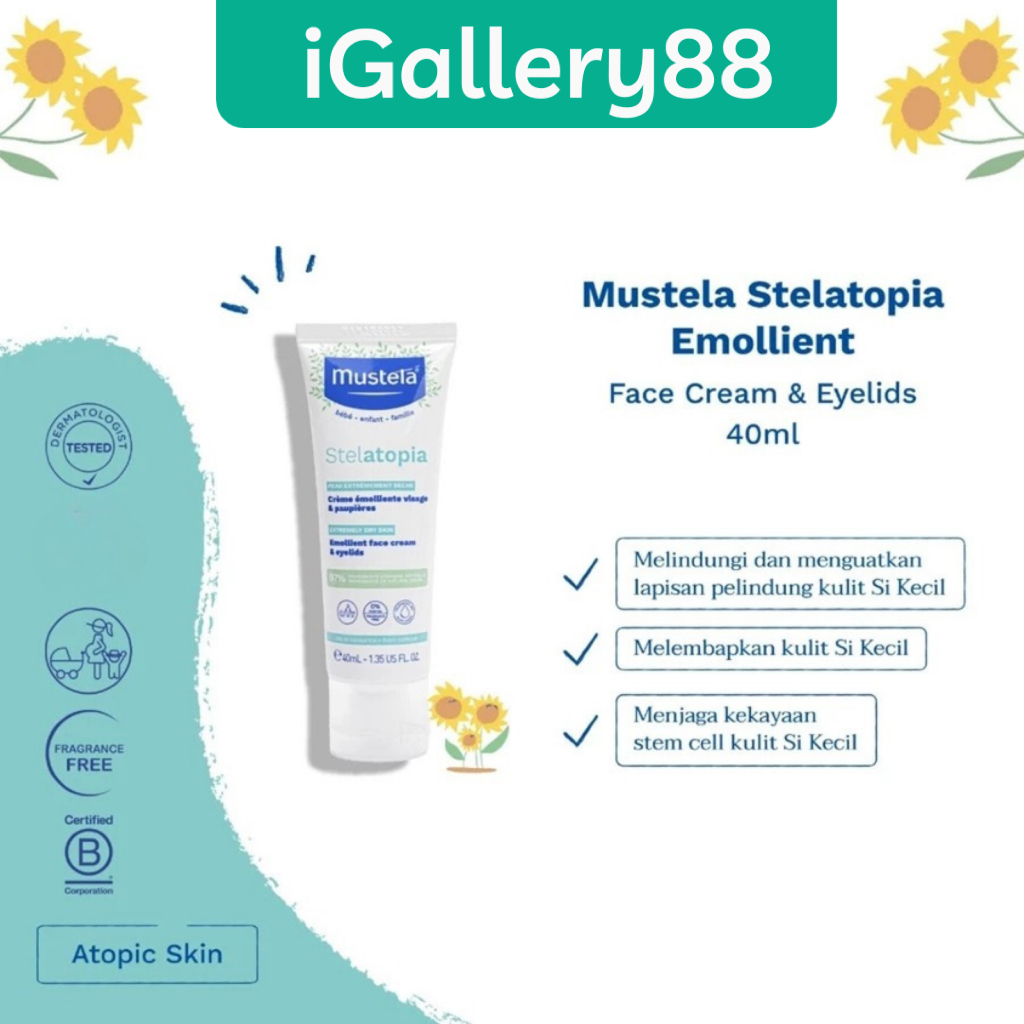 Mustela Stelatopia Creme Facial Emoliente 40 ml Pele Atópica Bebê ...