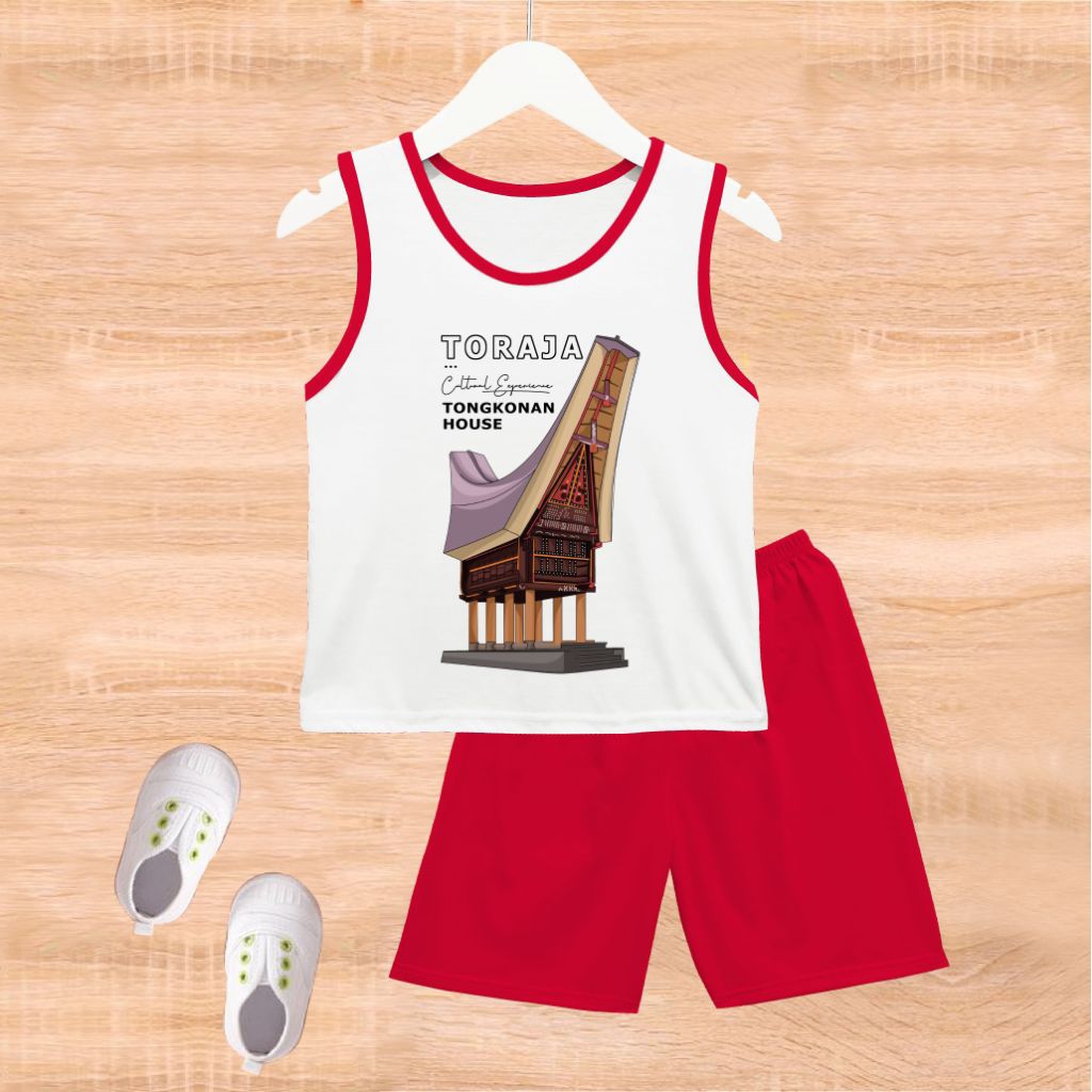Conjunto SINGLET Infantil Com Impressão De Tela Toraj HOUSE MOTIF DTF ...